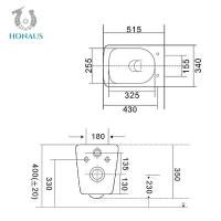 China CE ROHS Square Wall Mounted Toilet Bowl 515x340x350mm 3/6L Rimless Flush for sale