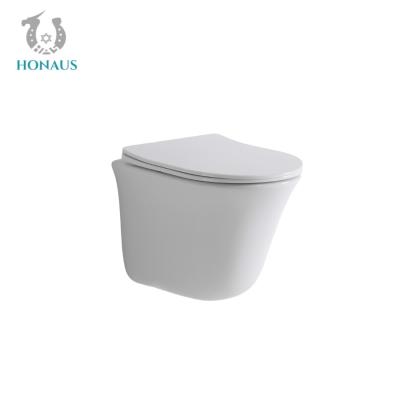 China HAS Wall Hung Rimless Toilet 470x355x365mm 3/6L Dual Flush Anti Blocking Ceramic WC for sale