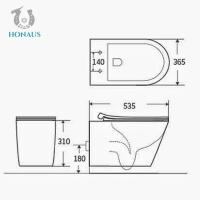 China HAS 180mm P Trap Compact Wall Hung Toilet Bowl Square Floating One Piece Ceramic 3.0-6.0L Dual Flush for sale