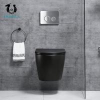 China Luxury Matt Black Ceramic Wall Hung Toilet Bowl 490x360x365mm Tankless Water Closet OEM for sale