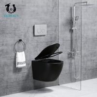 China Luxury Matt Black Ceramic Wall Hung Toilet Bowl 490x360x365mm Tankless Water Closet OEM for sale