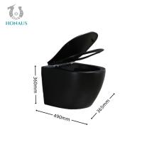 China Luxury Matt Black Ceramic Wall Hung Toilet Bowl 490x360x365mm Tankless Water Closet OEM for sale