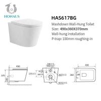 China Modern Rimless Wall Mounted Toilet Bowl 490x360x370mm 3/4.5L One Piece Ceramic P-Trap for sale