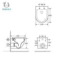 China Economic Europe Wall Hung Toilet Bowl Rimless WC Washdown 490x370x360mm 3/4.5L for sale