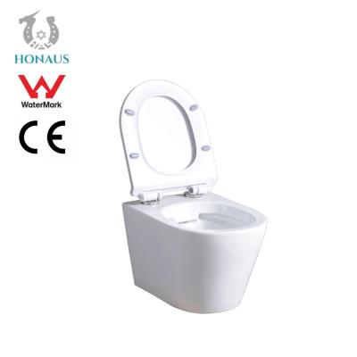 China ISO Soft Closing Seat Ceramic Wall Hung Toilet Bowl 480x370x370mm Dual Flush 3.0-6.0L Water Saving for sale