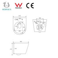 China ISO Soft Closing Seat Ceramic Wall Hung Toilet Bowl 480x370x370mm Dual Flush 3.0-6.0L Water Saving for sale