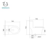 China Modern Siphonic One Piece Toilet 740x380x730mm Dual Flush Floor Mounted Ceramic Commode for sale