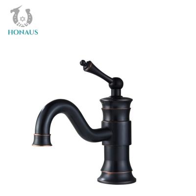China HAS Watermark Single Handle Black Basin Faucet 170x150x80mm Brass Ceramic Valve for sale