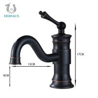 China HAS Watermark Single Handle Black Basin Faucet 170x150x80mm Brass Ceramic Valve for sale