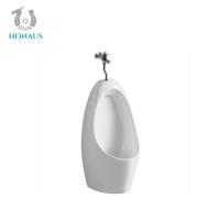 China Wall Mounted Ceramic Standing Urinal 270x330x680mm Hand Press Gravity Flushing for Commercial Hotel for sale