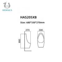 China Wall Mounted Ceramic Standing Urinal 270x330x680mm Hand Press Gravity Flushing for Commercial Hotel for sale