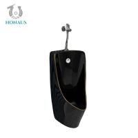 China Black Multi Shape Male Standing Urinal Sensor Flush Commercial Urinals for sale