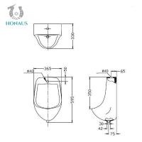China Oval Shape Porcelain Wall Mounted Sensor Urinal 330x380x600mm Auto Flush for sale
