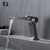 China Anti Wear Waterfall Wash Basin Faucet Single Hole Basin Mixer Tap Deck Mounted 189x140x158mm Copper for sale