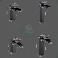 China Gravity Casting Hot Cold Wash Basin Faucet Black Waterfall Basin Mixer Tap for sale