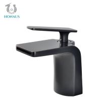 China Antique Black All Copper Waterfall Basin Faucet Hot Cold Mixer 129x45x143mm for sale