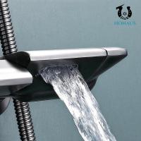 China All Copper Thermostatic Exposed Shower Set 700-1150mm Rainfall Handheld Pressure Boost for sale