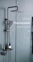 China All Copper Thermostatic Exposed Shower Set 700-1150mm Rainfall Handheld Pressure Boost for sale