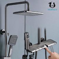 China All Copper Thermostatic Exposed Shower Set 700-1150mm Rainfall Handheld Pressure Boost for sale
