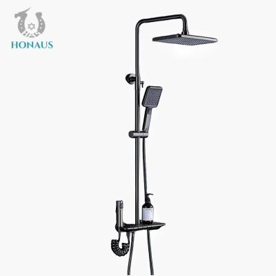 China All Copper Thermostatic Exposed Shower Set 700-1150mm Rainfall Handheld Pressure Boost for sale