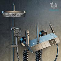 China Wall Mounted Exposed Rainfall Shower Set Copper Body 0-90C Ceramic Valve for sale