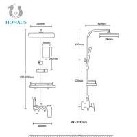 China Wall Mounted Exposed Rainfall Shower Set Copper Body 0-90C Ceramic Valve for sale