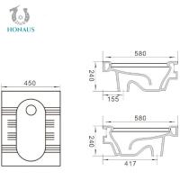 China ODM OEM Traditional Ceramic Squatting Pan Toilet 600x450x240mm S-Trap White for sale