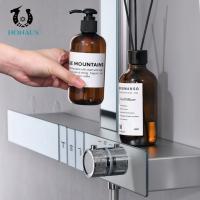 China Smart Exposed Thermostatic Shower Set Rainfall Head Bathroom Shower Set Customized for sale