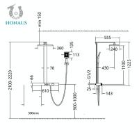 China Smart Exposed Thermostatic Shower Set Rainfall Head Bathroom Shower Set Customized for sale