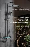 China Constant Temperature Exposed Valve Shower Set with LED Display 0-90C Copper Wall Mounted for sale