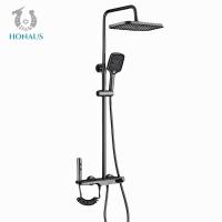 China Constant Temperature Exposed Valve Shower Set with LED Display 0-90C Copper Wall Mounted for sale