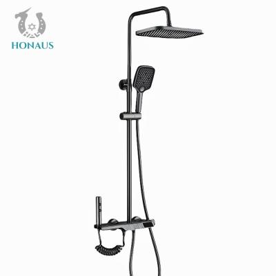 China Constant Temperature Exposed Valve Shower Set with LED Display 0-90C Copper Wall Mounted for sale