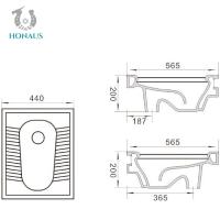 China Ceramic Squat Toilet 600x450x240mm S-Trap High Temperature Fired Squat Pan for Hotel School for sale