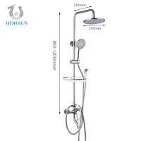 China ISO All Copper Exposed Shower Set with Pressure Boosted Spray Gun 800-1200mm for sale