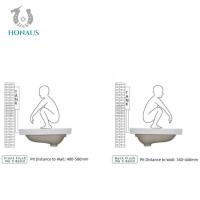 China Ceramic Squatting Pan Toilet 580x460x190mm S-Trap White Scratch Resistant for sale