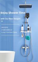 China Height Adjustable Copper Shower Head Set 750-1100mm Wall-Mounted Exposed Pressure Boosted for sale