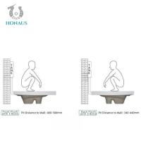 China Commercial Minimalist Ceramic Squatting Pan Toilet 580x460x265mm S-Trap White for sale