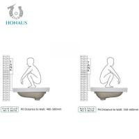 China White Ceramic Front Back Flush S Bend Squatting Pan Toilet 555x440x190mm for sale