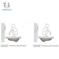 China Ceramic Squat Pan Toilet Anti Odor S Trap 590x465x210mm Commercial Washdown for sale