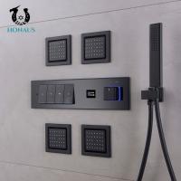 China All Copper Wall Mounted Concealed Valve Showers Digital Display Rainfall Shower Set for sale