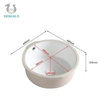 China Ceramic Undermount Bathroom Sink Bowl 440mm Round Inset Basin with Overflow for sale