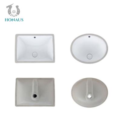 China Ceramic Inset Basin Undermount Sink 555x365x185mm Customizable Size Rectangle Oval Shape for sale