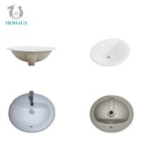 China ISO Hotel Oval Semi Inset Basin Undermount Wash Basin Streamlined Surfaces for sale