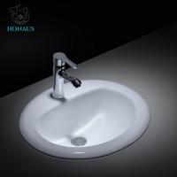 China ISO Hotel Oval Semi Inset Basin Undermount Wash Basin Streamlined Surfaces for sale