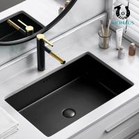 China Square Black Matte Sleek Vanity Inset Basin  Large Capacity Nordic Style for sale