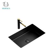 China Square Black Matte Sleek Vanity Inset Basin  Large Capacity Nordic Style for sale