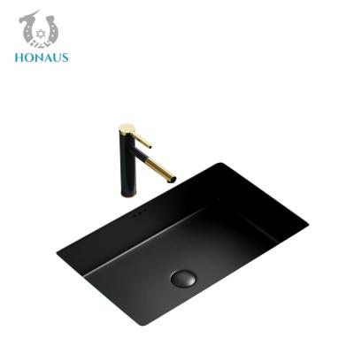 China Square Black Matte Sleek Vanity Inset Basin  Large Capacity Nordic Style for sale