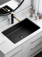China Square Black Matte Sleek Vanity Inset Basin  Large Capacity Nordic Style for sale