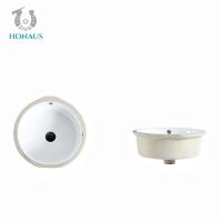 China OEM One Piece Ceramic Undercounter Basin 410x410x170mm with Overflow for sale