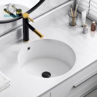 China OEM One Piece Ceramic Undercounter Basin 410x410x170mm with Overflow for sale